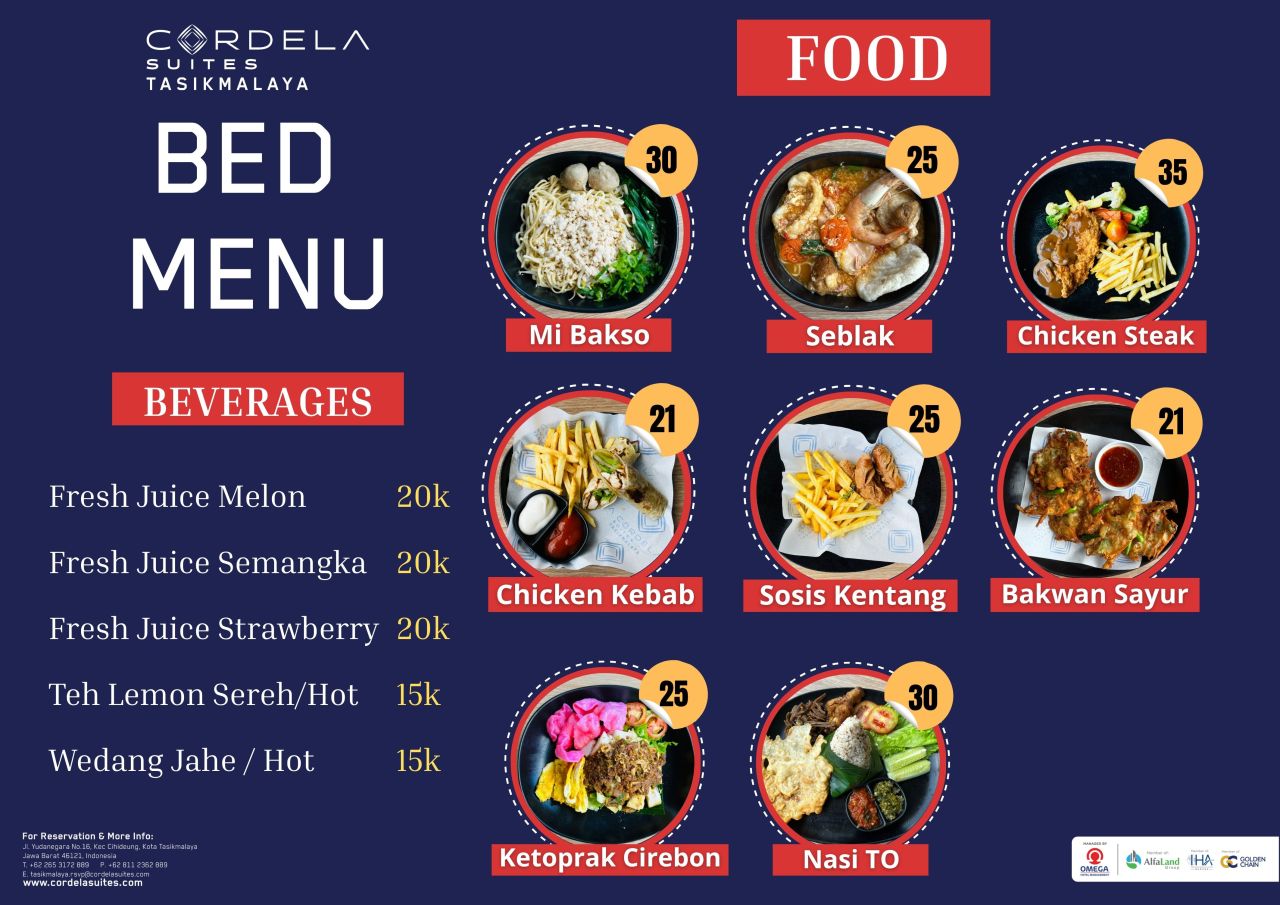 Delicious Bed Menu | Cordela Suites Tasikmalaya | By Omega Hotel Management