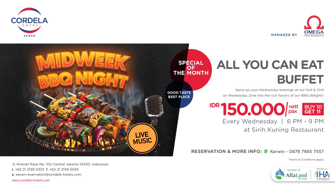 Cordela Hotel Senen | Midweek BBQ Night | All You Can Eat Buffet